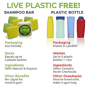 IndulgeMe Solid Shampoo & Conditioner bar- Eco Friendly Hair Care, Tea Tree, Argan Oil, All Natural and Organic, Zero Waste, 3 In 1 Shampoo Conditioner Body Wash, 2 Bars