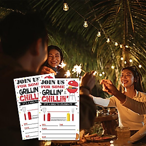 FujLoy BBQ Birthday Party Invitation, Barbecue Party Invitation, BBQ Invitation, BBQ Birthday Invitation.（059）