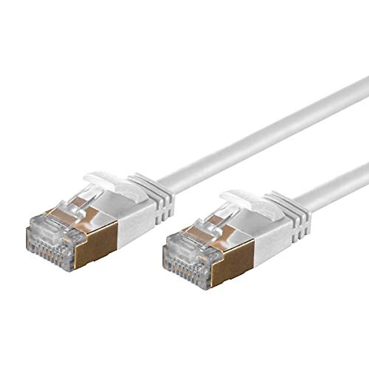 Monoprice SlimRun Cat6A Ethernet Patch Cable - Network Internet Cord - RJ45, Stranded, STP, Pure Bare Copper Wire, 36AWG, 50ft, White
