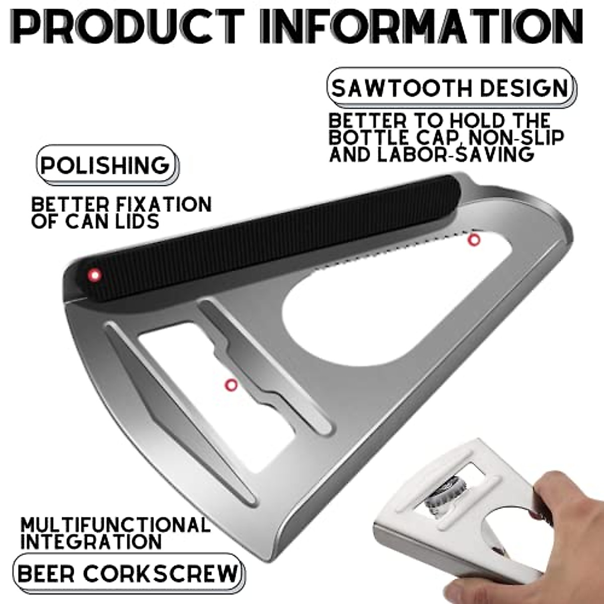 Crethinkaty Jar Opener, 2 in 1 Multi Function Bottle Opener Ring Pull Can Opener Kit-Designed for Weak Hands,Seniors, Arthritis - Ideal for Elderly and Children, Bigger Open Size