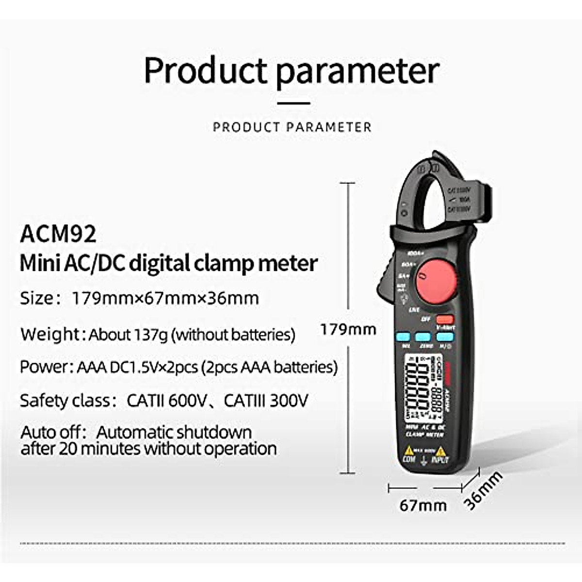 Digital Clamp Meter DC/AC Current 100A 0.1/1mA Ammeter Voltage Resistance Hz V-Alert Mini Multimeter Frequency Tester amp Meter