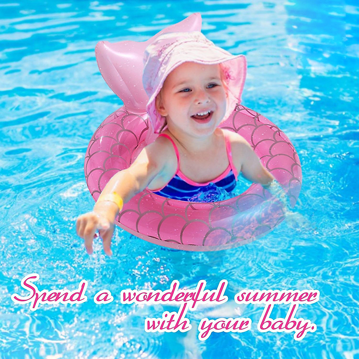 ZEYGLXC 2023 New Mermaid Baby Swimming Pool Floats 6-48 Months,Inflatable Pool Swim Ring with Seat and Handle for Babies Toddlers Infant Training Summer