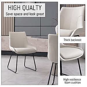 HIPIHOM Dining Chair Set of 4, Modern Kitchen Faux Leather Dining Room Chair for Kitchen Living Dining Room (4 Off-white with Black Legs)