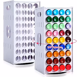 Hicarer 2 Pcs 72 Holes Craft Paint Storage Rack Spinning Paint Organizer Tower Vertical Paint Rack Stand Compatible with Apple Barrel Compatible with Folkart, 2oz Craft Paints Art Supplies