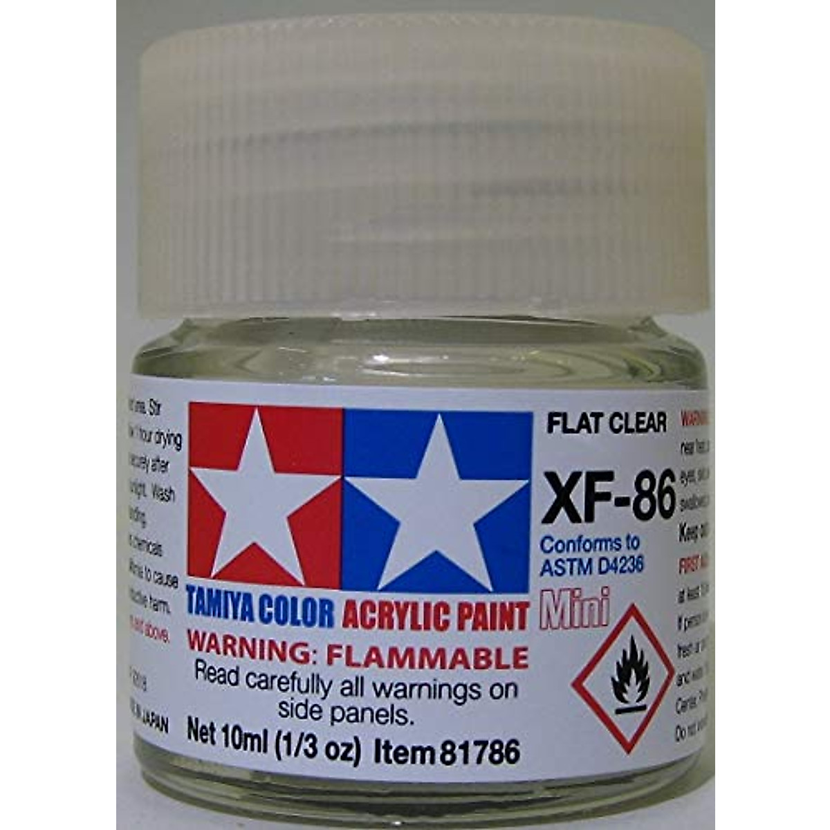 Tamiya Acrylic Mini XF86 Flat Clear 10ml Bottle