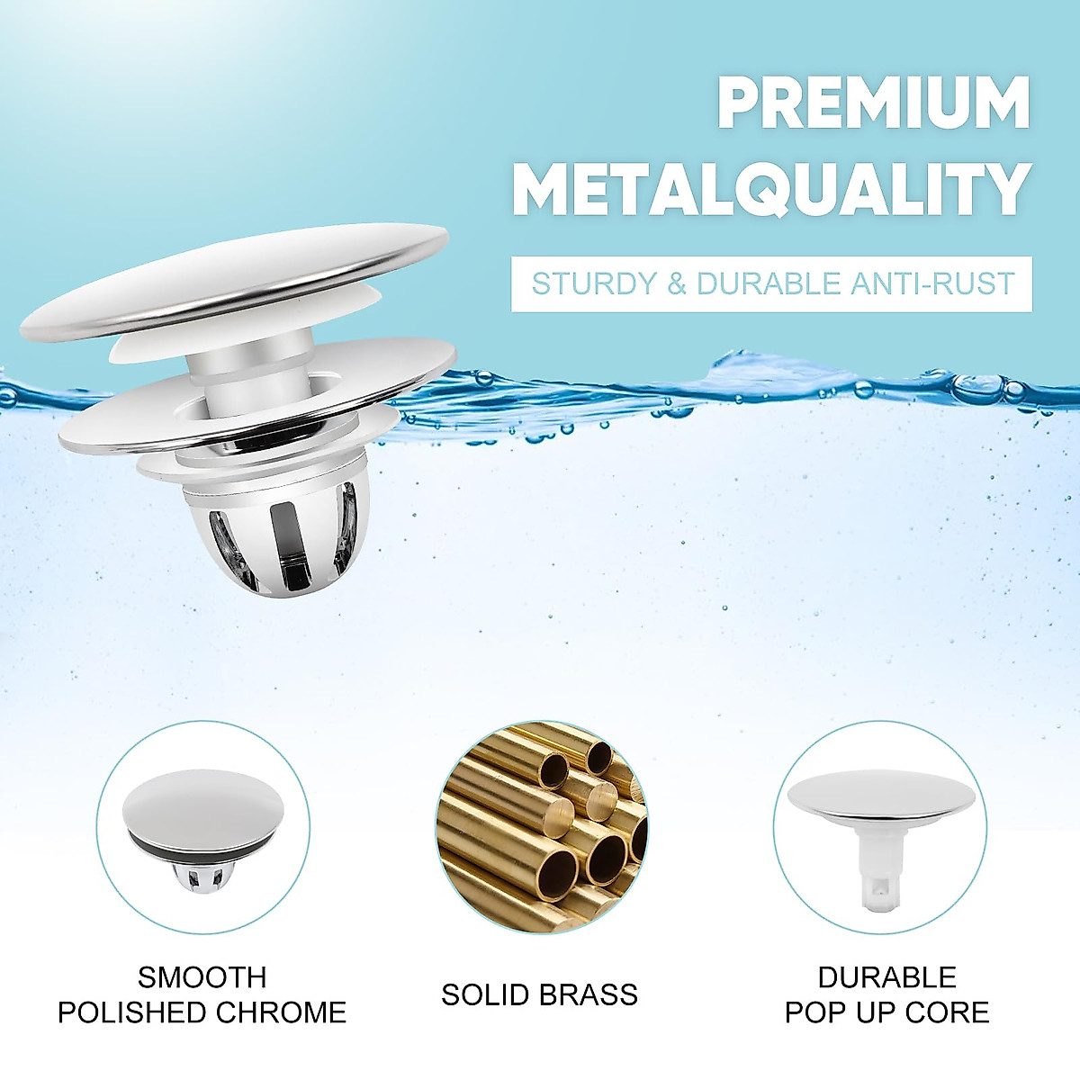 2 Pack Universal Bathroom Sink Stopper Magnetic - Pop Up Basin Sink Drain Strainer for 1.1~1.5 Inch, 2 in 1 U.S. Standard Sink Drain Strainer with Hair Catcher (Silver)