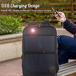 Yoidesu 14W Solar Backpack, Waterproof Solar Panel Power Backpack with Handle and USB Charging Port, Ergonomic Multifunction Laptop Bag Hiking Backpack for Running, Biking, Festivals, Travel