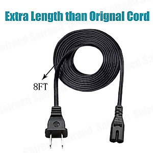 8ft 2 Slot Power Cord for Xbox One 1 X Power Cord Replacement Cable