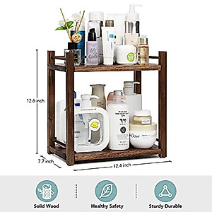 Tokokimo 2 Tier Bathroom Organizer Countertop, Acacia Wood Counter Organizer Shelf for Perfume, Kitchen Spice Rack, Counter Trays Vanity Organizer, Bathroom Counter Organizer, Bathroom Storage Shelf