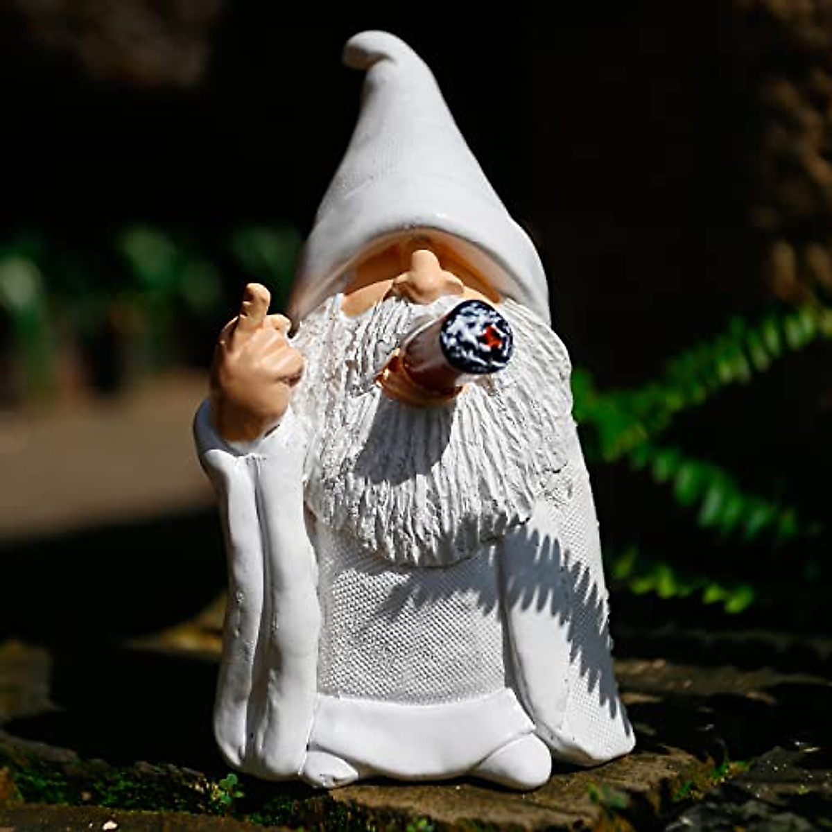 BBdis Funny Garden Gnome Statue,5.9in Naughty Mini Smoking Middle Finger Gnomes Statue for Fairy Garden,Indoor or Outdoor Lawn Garden Christmas Decorations Housewarming Garden Gifts