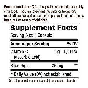 Nature's Way Vitamin C with Rose Hips Extra Strength; 1000 mg per Serving