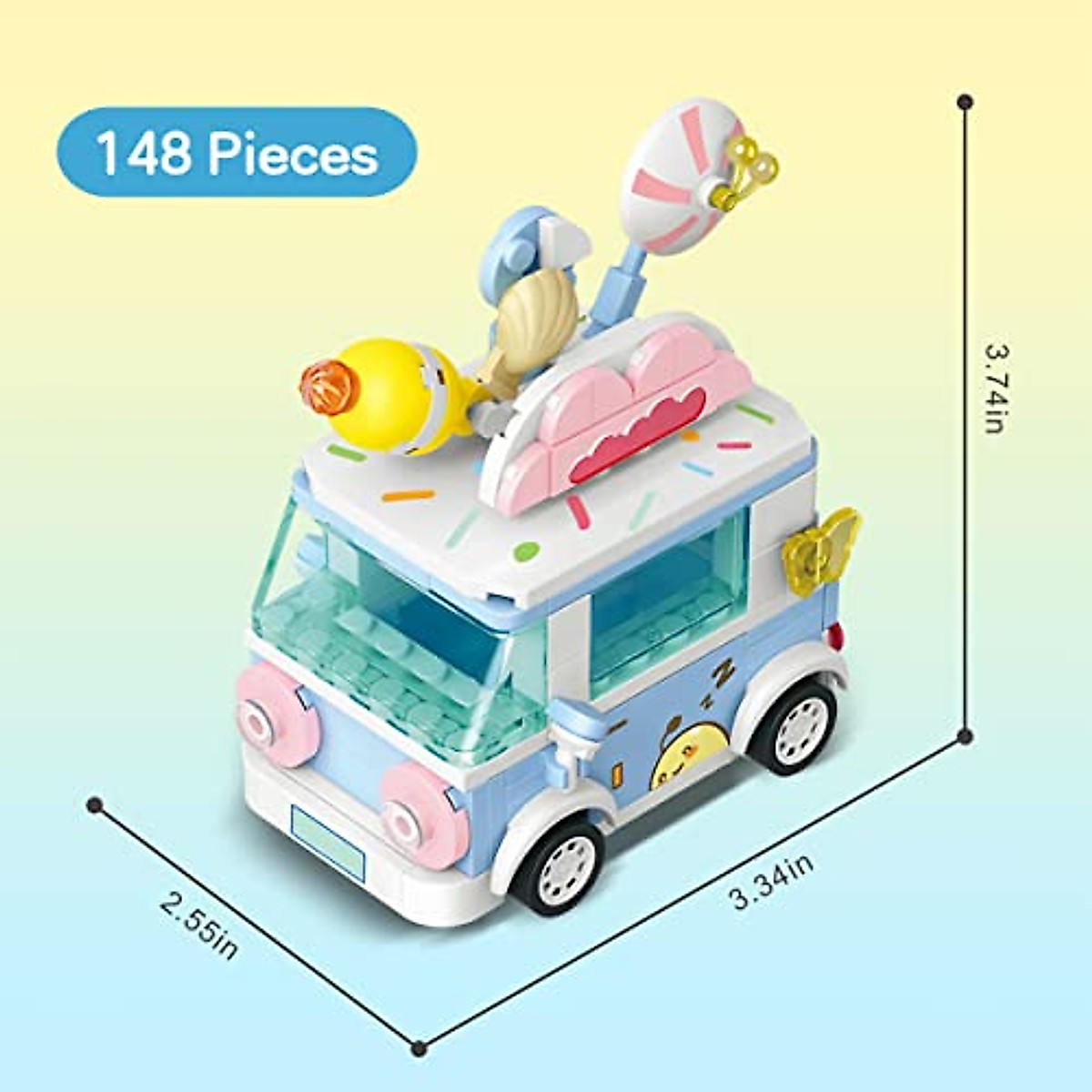 MENYORD Friend ice Cream Food Truck City Street View Building Block Toy, Collection Toy or Birthday Gift for Boys and Girls Aged 6 and Above, New 2023 (Cream Truck)