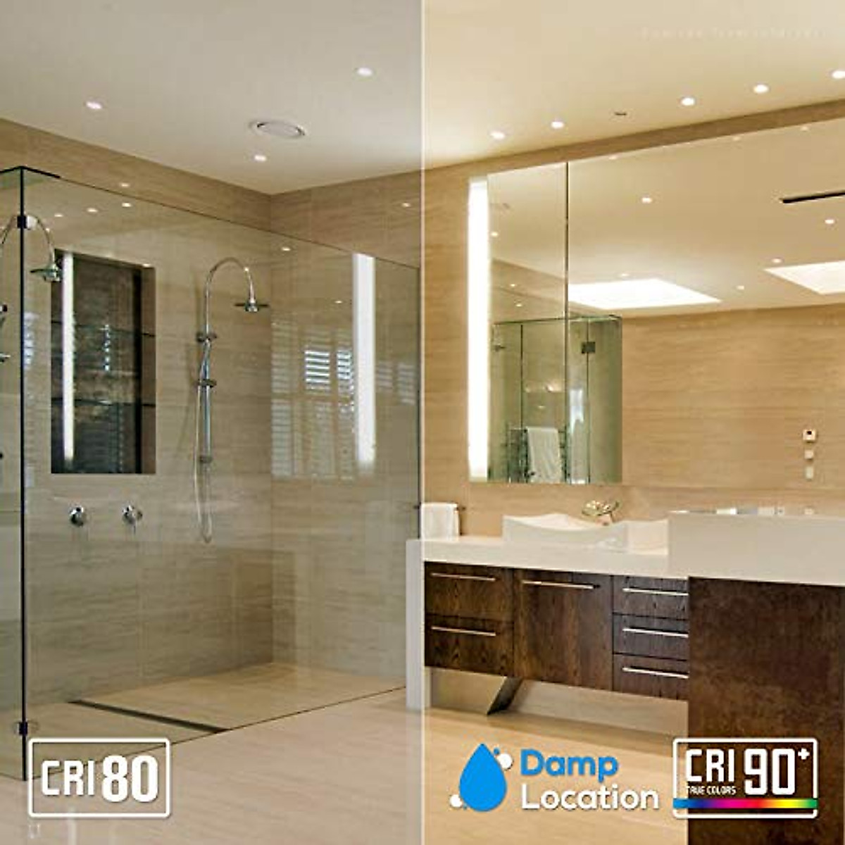 TORCHSTAR 2 Inch LED Recessed Lighting with Junction Box, 600lm CRI90+ Dimmable Anti-Glare LED Downlight, IC Rated, ETL, Energy Star, JA8 & T24 Listed, Baffle Trim, 3000K Warm White, Pack of 6