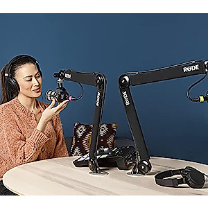 Rode PSA1+ Pro Studio Boom Arm for Podcasting and Streaming with Quick Release Mic Stand Adapter, Microphone Pop Filter, Professional Grade XLR Cable and StreamEye Polishing Cloth