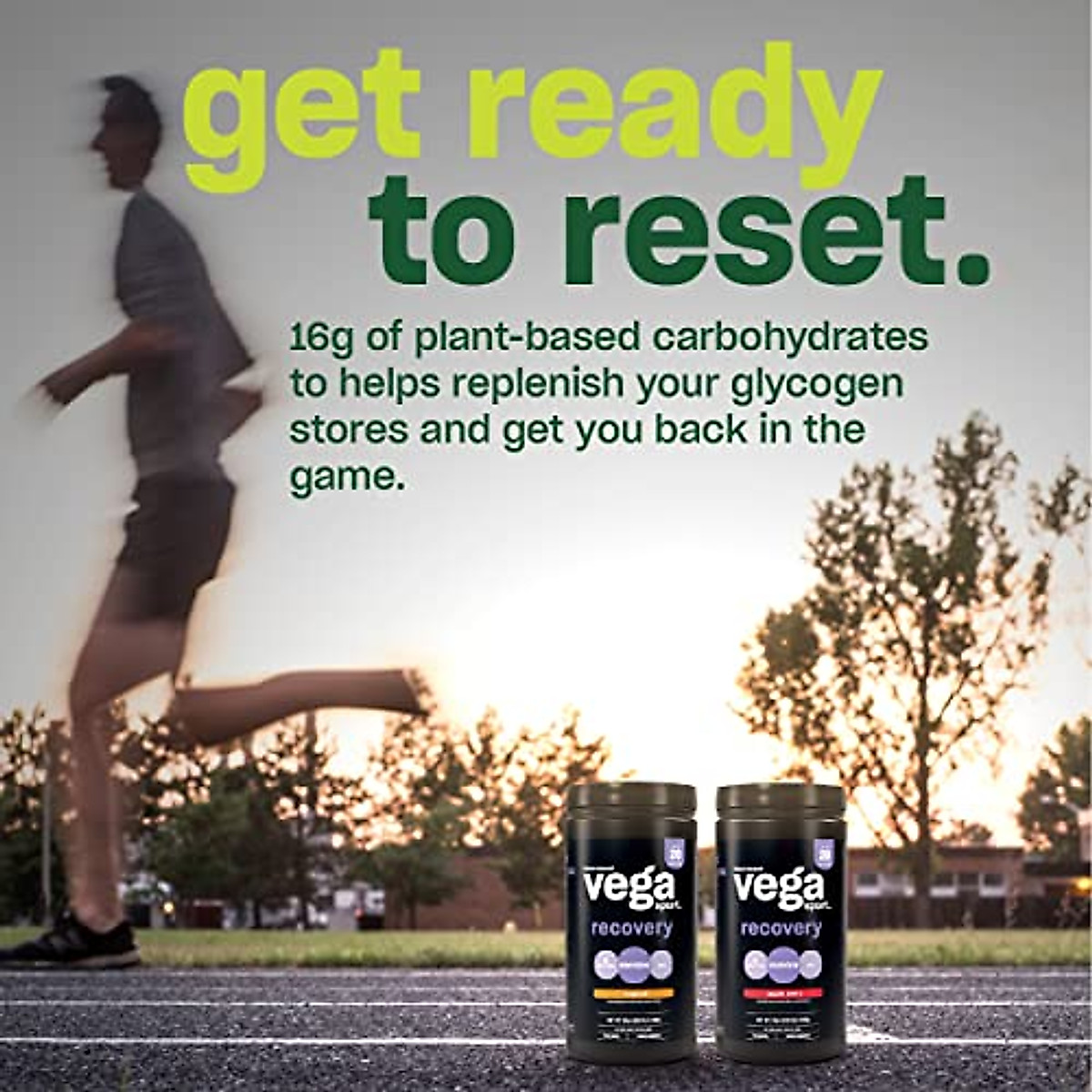 Vega Sport Recovery, Tropical - Post Workout Recovery Drink for Women & Men, Electrolytes, Carbohydrates, B-Vitamins, Vitamin C and Protein, Vegan, Gluten Free, Dairy Free, 1.2 lbs