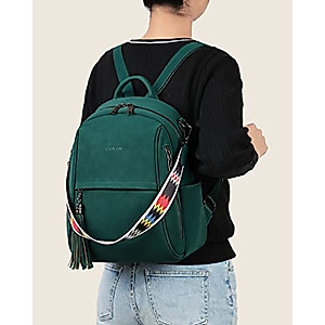 FADEON Small Backpack Purse for Women, Leather Handbags Designer Cute Roomly Ladies Shoulder Bag with Tassel
