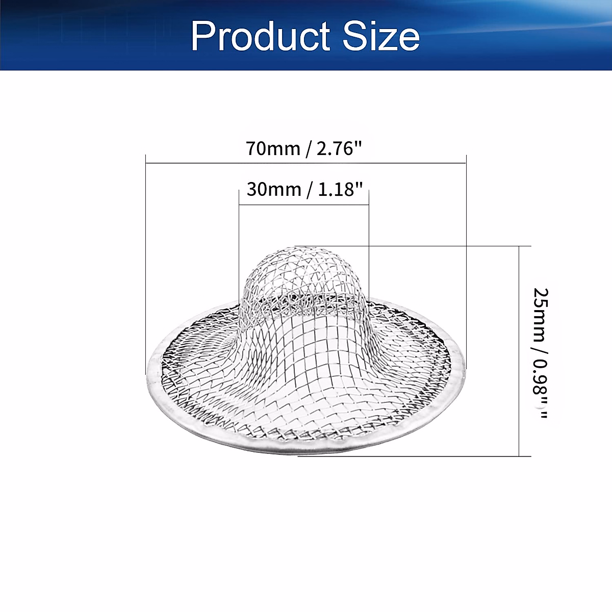 Yinpecly 70mm Dia Kitchen Sink Strainer Stainless Steel Mesh Sink Strainer, Perfect for Kitchen Sink, Bathroom Bathtub, Floor Drain, Balcony Drain Hole, Narrow Rim 6Pcs