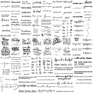 Waterproof Temporary Tattoo - 90 Sheets Realistic Fake Tattoos, 52 sheets Inspirational Words Tattoo stickers, 38sheets Wild Flower Floral Rose Sunflower Bouquet Body Stickers for Adult Women Men Kids