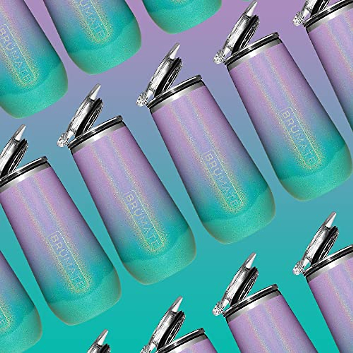 BrüMate 12oz Insulated Champagne Flute With Flip-Top Lid - Made With Vacuum Insulated Stainless Steel (Glitter Mermaid)