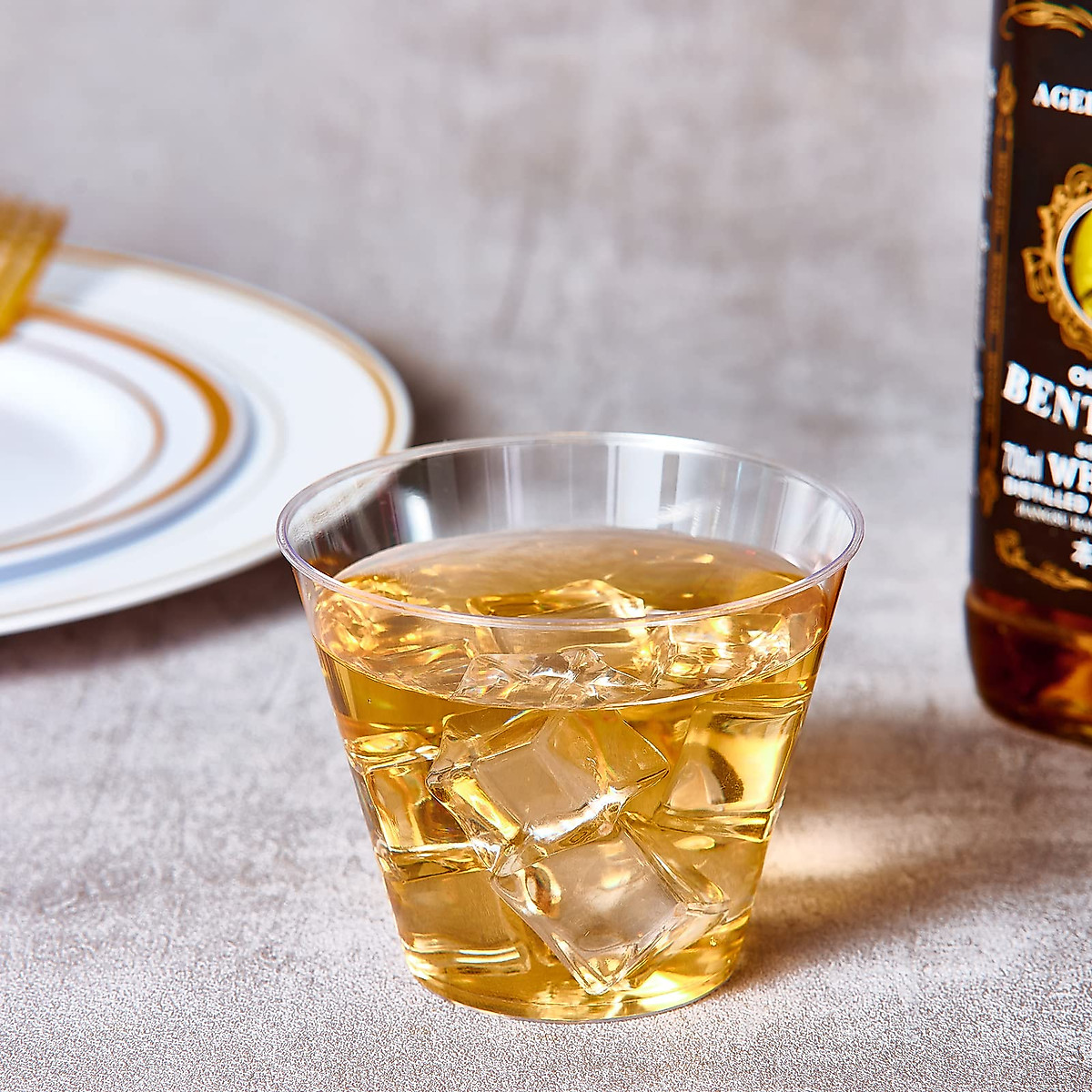 JollyPack 300 Pack Clear Plastic Cups 9 oz Disposable Cups Heavy-duty Plastic Drinking Cups, Plastic Party Cups, Hard Plastic Cups for Weddings, Home, Dinner and other Events