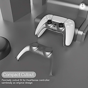 PS Five Controller Accessories, AKNES Customized Face Plates Replacement for PS Five Wireless Controller Accessories Decoration Shells Clip Cover DIY with 8PCS Thumb Stick Grips (Charcoal)'