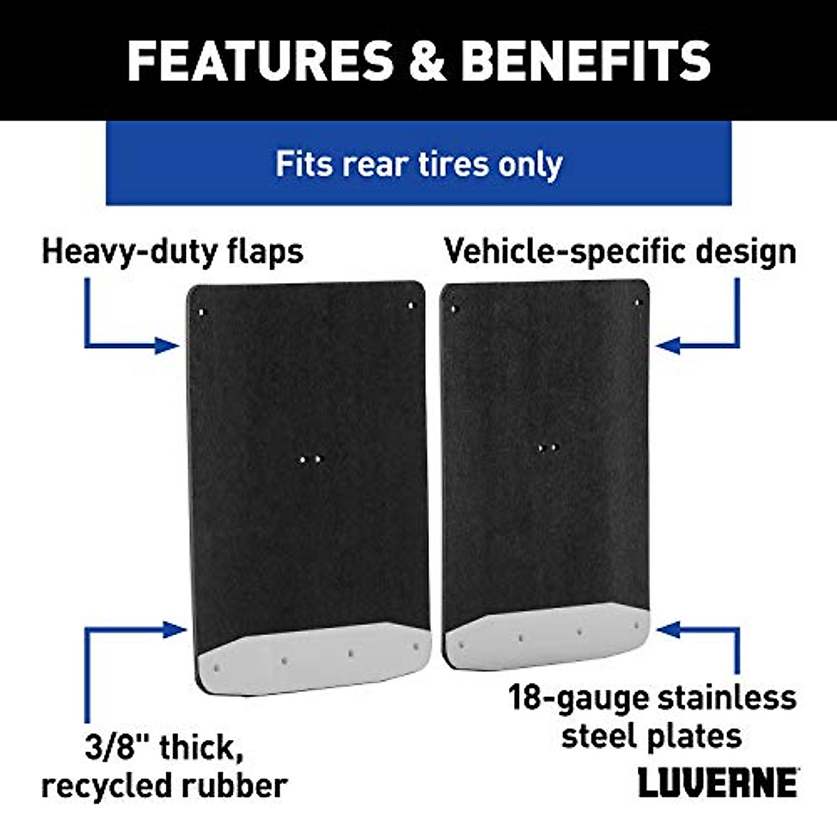 LUVERNE 251124 Rear Dually 20-Inch x 23-Inch Textured Rubber Mud Guards, Select Ford F-350, F-450 Super Duty , Black