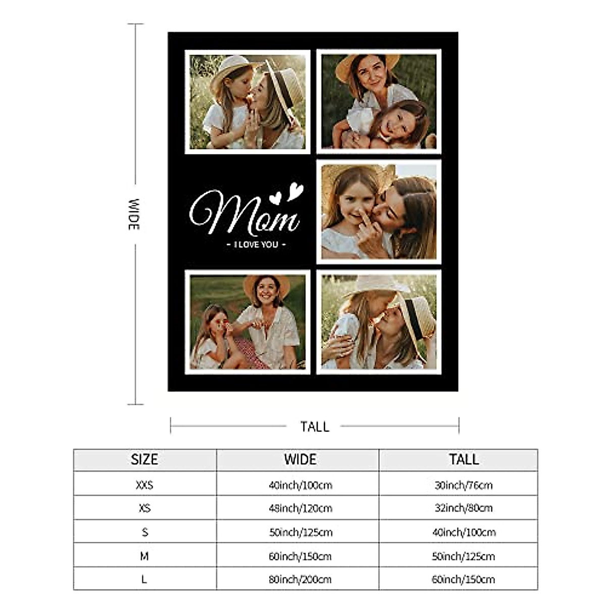 Easycosy Personalized Mothers Day Birthday Gifts for Mom Custom Throw Picture Blanket Customized Blanket with Photos for Women, Grandma, Mother in Law 30"X40"