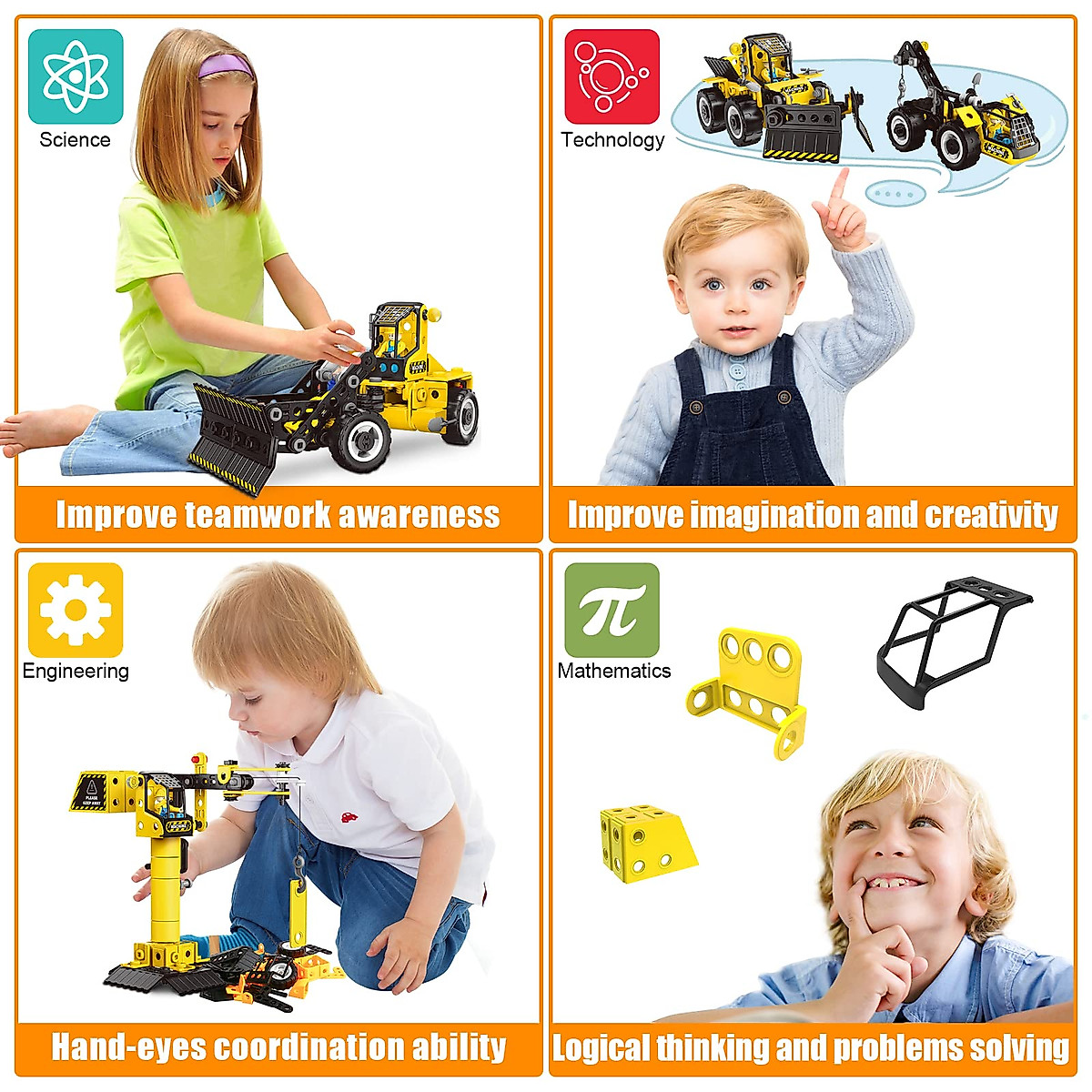 HOMCENT Educational Building Toys for Age 3+ Year Boy & Girl, Building Block STEM Toy Kit for Toddlers & Kids, Creative Learning Construction Playset Birthday for 4 5 6 7 8 yr Old