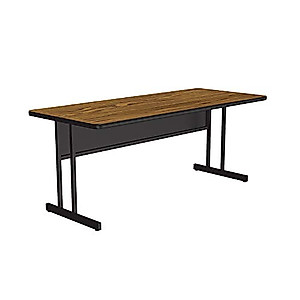 Correll 30"x60" Econoline Training & Computer Table, Medium Oak Melamine Top, Desk Height Office Work Station, All Steel Frame (WS3060M-06)