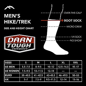 Darn Tough (Style 1403) Men's Hiker Hike/Trek Sock - Charcoal, Large
