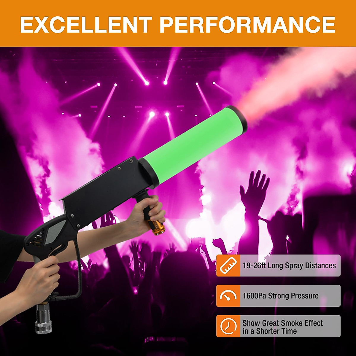 TFCFL CO2 Fog Machine Handheld CO2 Jet Machine CO2 Fog Gun LED RGB Mixed CO2 Spray Cannon DJ Effects Smoke Machine for Concert Party Bar Club