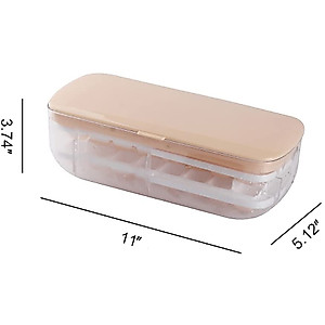 LittleStar Ice Tray with Lid and Bin-Updated Press Plate Easy Release Ice Cubes Double Layers Ice Makers For 48pcs Ice Cubes BPA Free (Pink)