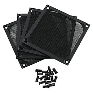 CM 4 Pcs Computer Case Fan Dust Filter PC Mesh Filter Cover Grills, Aluminum Frame Mesh with Screws, 120 mm x 120 mm, Block Color