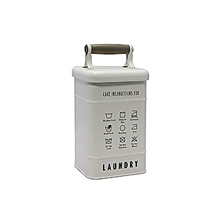 Generic BHG Farmhouse Style Decor Laundry Detergent Holder Canister Bin, Powder Pods Detergent Laundry Metal Tin Holder Dispenser, Storage Container Metal Laundry Powder Holder, Small 40 pods