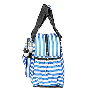 Pik’le’Ball Women's Pickleball Sport Tote Bag - Stylish, Durable Design with Paddle Pocket, Stylish Stripe Blue