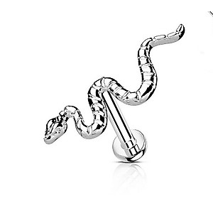 16G G23 TITANIUM INTERNALLY THREADED 3D SNAKE EAR LABRET TRAGUS HELIX CONCH STUD Style 88888-910