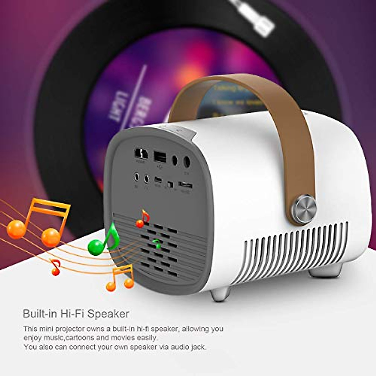 Mini Projector,Lejiada Portable Projector for Kids,Small Movie Projector for Bedroom, Home Theater Video Projector Compatible with iPhone/TV Stick/HDMI/USB/Micro SD/AV/Laptop