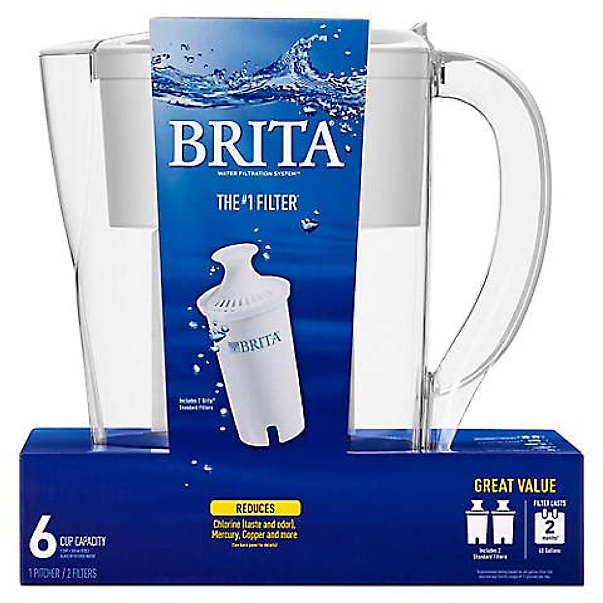Brita Space Saver 6-Cup Pitcher with 2 Advanced Filters Included