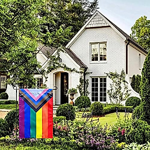 TSMD Progress Pride Garden Flag LGBTQ Inclusive Rainbow Flags Double Sided Outdoor Yard Decorative,12"x 18",2 Pack