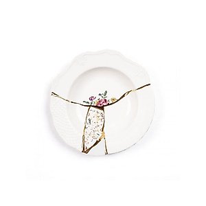 Seletti 09623 Kintsugi Collection Soup Plate in Porcelain 9"