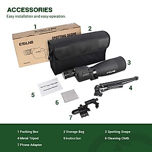 ESSLNB Spotting Scope with Tripod and Phone Adapter BAK4 25-75X70 FMC Target Spotting Scope for Hunting Straight Spotting Scope for Target Shooting Bird Watching