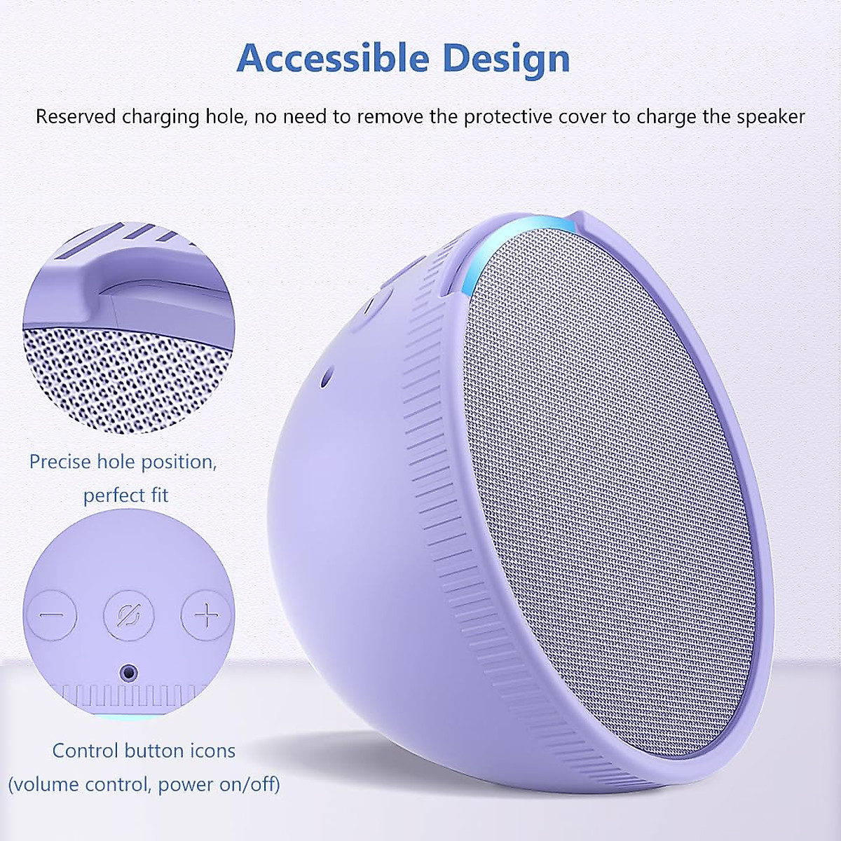 sikiwind Speaker Cover, Silicone Au-dio Box Cover Case Waterproof Speaker Protective Sleeve Shockproof Anti Drop Accessories for Amazon Echo Pop