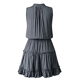 Daorokanduhp Women Work Party Dress Fashion Sexy V-Neck Solid Sleeveless Back Up Zipper Above Knee Mini Skirts Dresses