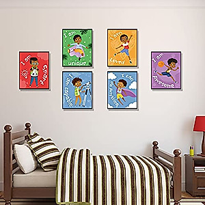 Set of 9 Boys Room Bedroom Decor Black Boy Wall Decoration Art Decor Motivational Black Boy Posters Wall Decorations Motivational Wall Decor Art for Tween Boys Room (Unframed, 8 x 10 Inch)