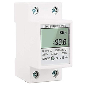 Single Phase Energy Meter 5-80A DDM15SC LCD Digital Display Din Rail Electronic Energy KWh Meter Embedded End Cover