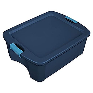 Sterilite 12 Gallon Multipurpose Latching Lid Storage Tote Containers for Home and Office Organization with Carry Handles, True Blue (12 Pack)