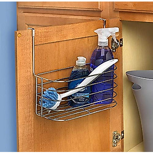 Spectrum Diversified Duo Over-The-Cabinet Towel Bar & Medium Basket, No Installation 2-in-1 Basket & Towel Bar, Under Sink Storage & Organization, Small, Chrome