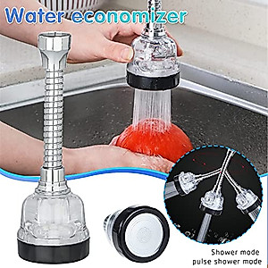 Askfairy Universal Splash Filter Faucet 360° Rotating Splash-Proof Rotating Faucet Nozzle, Pressurized Shower Water Saving Three Modes