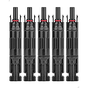 Jtron 5 PCS PV Solar Panel Connector Male/Female 30A Built-in Diode Inline Fuse Solar Wire Connectors Waterproof Anti-backflow