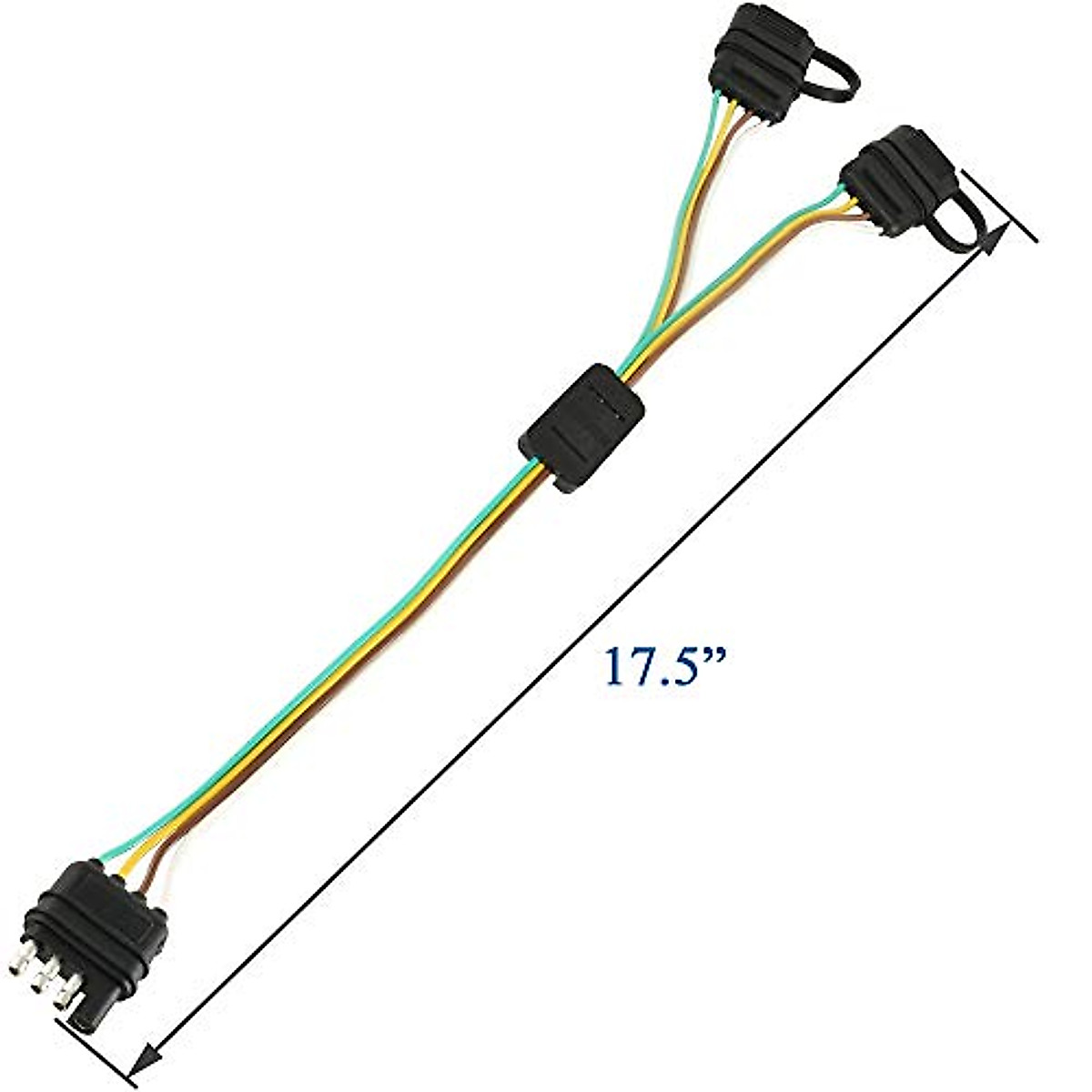 Oyviny 4 Pin Flat Y-Splitter Plug Adapter with 17.5 inch Trailer Extension Harness Plug and Play Adapter for LED Tailgate Light Bar and Trailer Lights Insulating Housing with Dust Cover